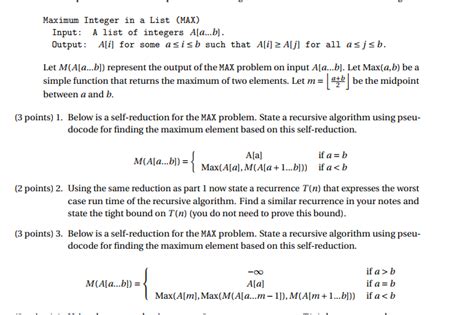 Solved Maximum Integer In A List Max Input A List Of