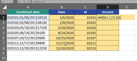 How To Extract A Date Number And Income From Text String With A Fixed