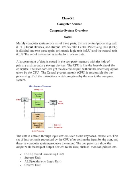 Computer System Overview Class Xi Computer Science Computer System