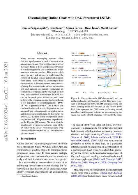 Pdf Disentangling Online Chats With Dag Structured Lstms