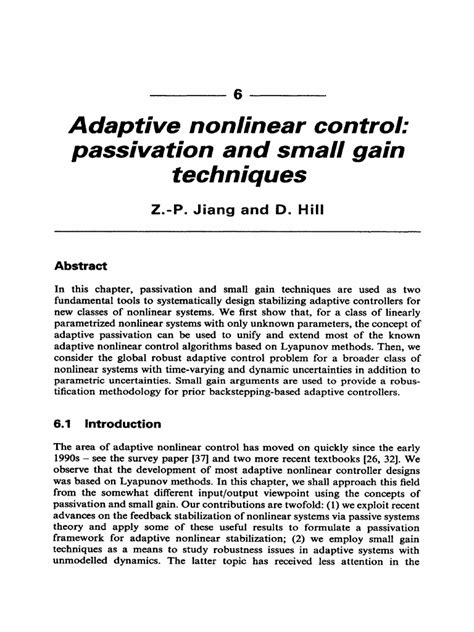Adaptive Nonlinear Control Pdf Control Theory Systems Science
