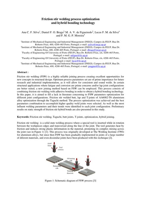 Pdf Friction Stir Welding Process Optimization And Hybrid Bonding Technology