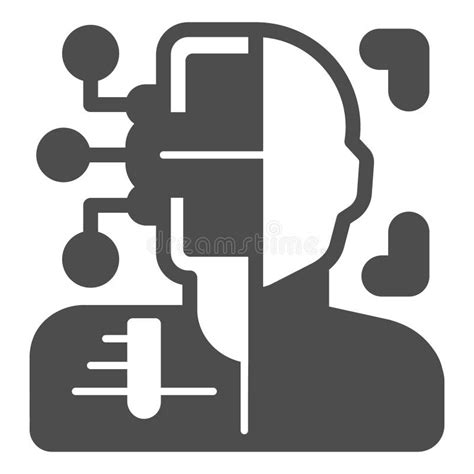 Robot Or Person Recognition Solid Icon Neural Network Concept Vector Graphics Stock Vector