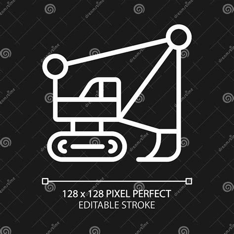 Dragline Excavator Pixel Perfect White Linear Icon For Dark Theme Stock
