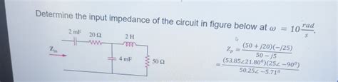 Solved Determine The Input Impedance Of The Circuit In Chegg Com