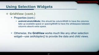 Android Using Selection Widgets PPT