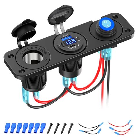 12v Usb Panel Cigarette Lighter Socket With Rocker Switch