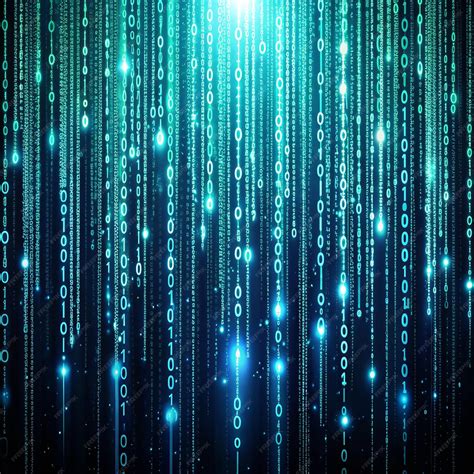 Digital Binary Code Tech Matrix Wallpaper With Falling Numbers Design Premium Ai Generated Image