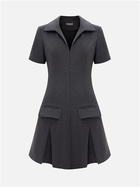 Платье мини с V образным вырезом и отложным воротником Lichi Online Fashion Store