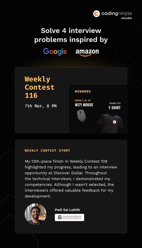 Saurabh Yadav On Linkedin Coding Ninjas Weekly Contest 116 Register