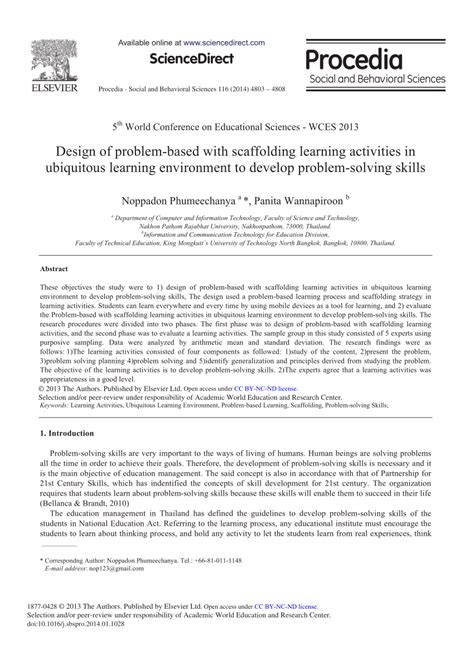 Pdf Design Of Problem Based With Scaffolding Learning Activities In