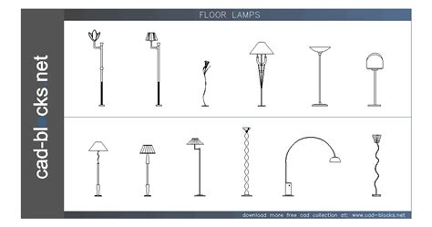 Ilumination CAD Blocks Floor Lamps In Elevation View
