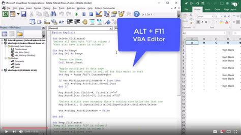 excel tutorial how to use vba to delete filtered rows fast … but not delete hidden rows