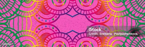 배너 커버 디자인 핑크 배경에 기하학적 인 멀티 컬러 3d 패턴이 엠보싱 된 보호 스타일 종이 프레스 동양 아시아 인도 멕시코의 부족 장식 민족 0명에 대한 스톡 벡터 아트