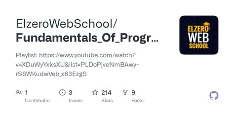Github Elzerowebschoolfundamentalsofprogramming Playlist Watchv