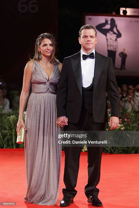 Actor Matt Damon And His Wife Luciana Bozán Barroso Attend The News