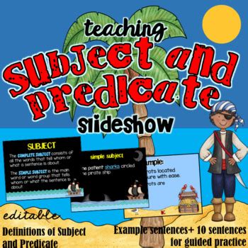 Teaching Subject And Predicate Powerpoint Editable By TxTeach