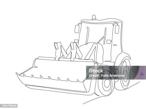 프런트 엔드 로더 트랙터 소형 기계 연속 선 그리기 흑인과 백인 벡터 일러스트 레이 션 라인 아트 스타일 0명에 대한 스톡 벡터 아트 및 기타 이미지 Istock