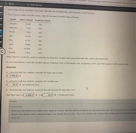 Solved Using High Low To Calculate Fixed Cost Calculate The