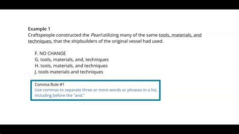 Commas Separating Items In A List Actand English Test Prep Lesson