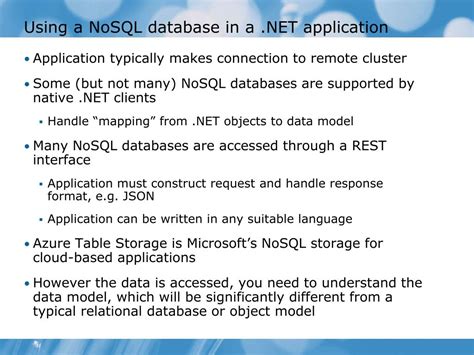 Ppt Net Database Technologies Using Nosql Databases Powerpoint