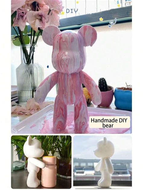 Creative Fluid Bear With White Primer Paint Hand Painted Diy Handmade