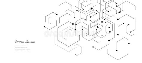 Abstract Black White Hexagon Geometric Circuit Background Scientific Technology Network