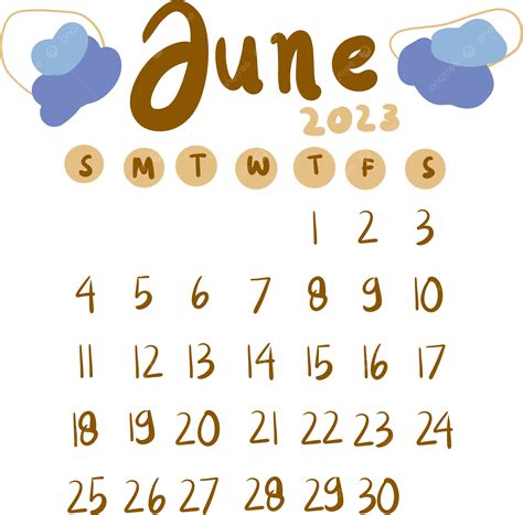 Calendario Junio 2023 Png