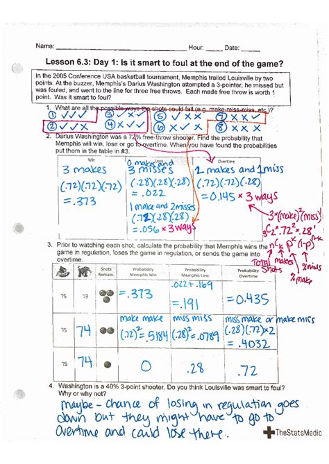 Stats Medic AP Stats Lesson 6 3 Day 1 Answer Key Studocu