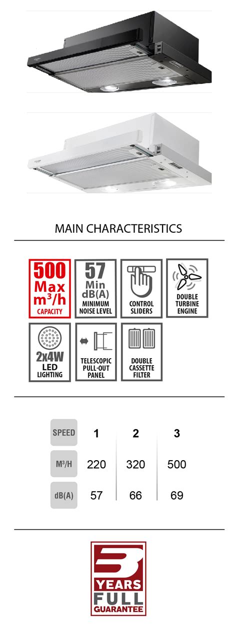 Flexa 500 Телескопични аспиратори за вграждане Аспиратори Лекс Груп АД Уреди за вграждане