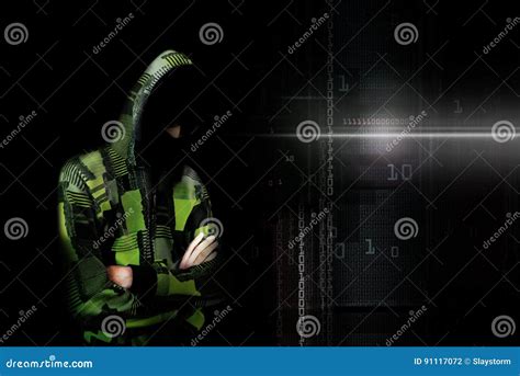 An Adult Online Anonymous Internet Hacker With Invisible Face In Stock Illustration