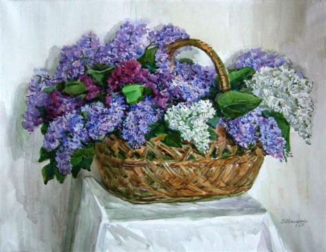 Авторские галереи Ромащенко Василий Маркович Сирень в корзине Живопись [Натюрморт]