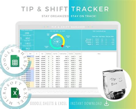 Tip Tracker And Calculator Excel Spreadsheet 2023 Template For Servers
