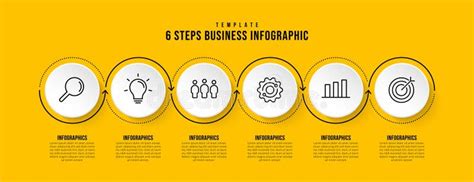infographic template with 6 options on yellow background business