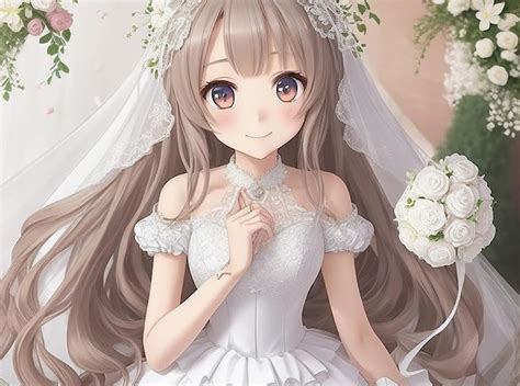 Una Chica De Anime Con Dears Blancos Con Dibujos Animados De Vestido De
