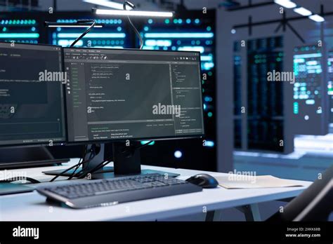 Computers In Data Center Facility Used For Managing Rackmounts Energy Consumption Pcs In High