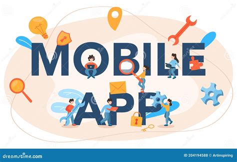 Mobile App Typographic Header Modern Technology And Smartphone Interface Stock Vector