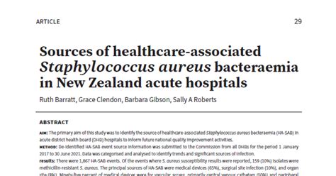 Sources Of Healthcare Associated Staphylococcus Aureus Bacteraemia In