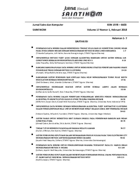 Pdf Implementasi Data Mining Dengan Menggunakan Algoritma Fuzzy Subtractive Clustering Dalam