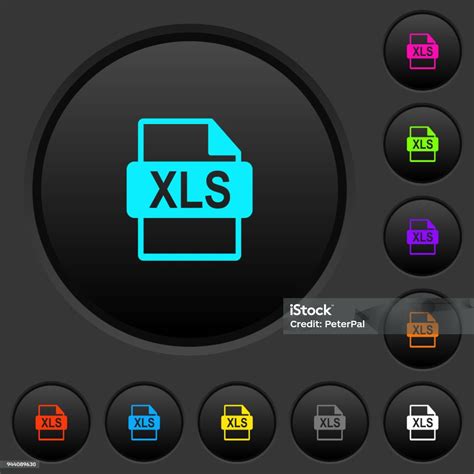 Xls 파일 형식 어두운 푸시 버튼 컬러 아이콘 곡선에 대한 스톡 벡터 아트 및 기타 이미지 곡선 그래픽 사용자 인터페이스 데이터 Istock