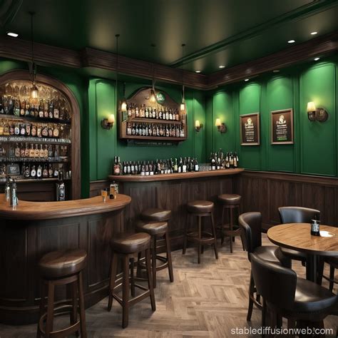 Classic Irish Pub Design With Dark Oak And Emerald Stable Diffusion