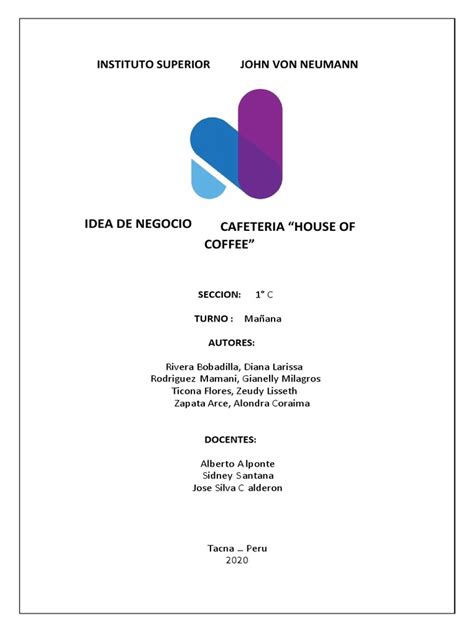 Trabajo Final Idea De Negocio Cafeteria House Of Coffee Adni 1c
