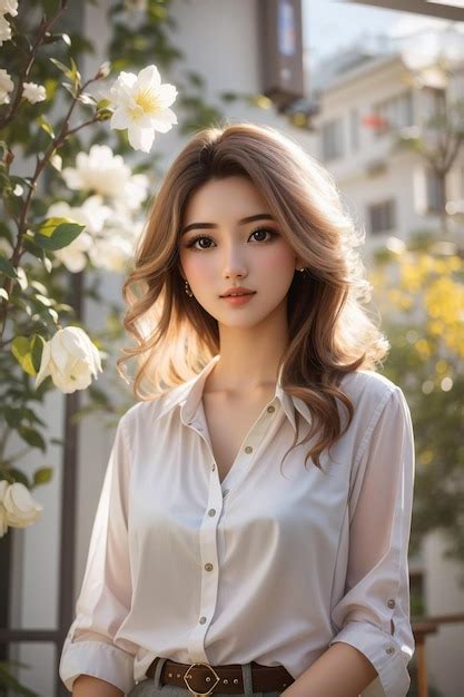 Premium Ai Image A Pretty Girl In White