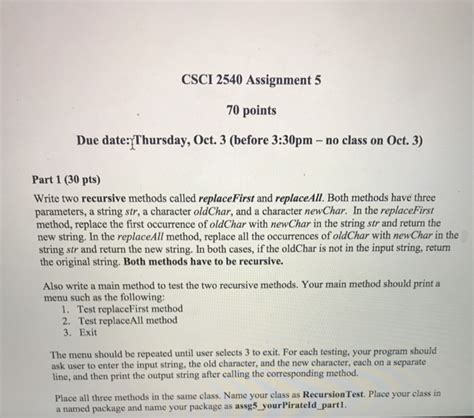 solved csci 2540 assignment 5 70 points due date thursday