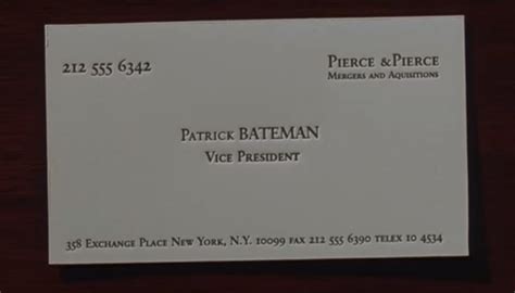 The Business Cards Of American Psycho Hoban Cards