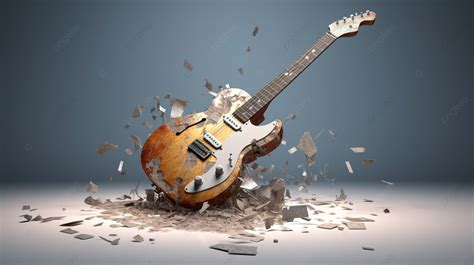 3d로 렌더링된 조각난 조각이 배출되는 부서진 기타 음악가 음악 기타 고장난 배경 일러스트 및 사진 무료 다운로드 Pngtree