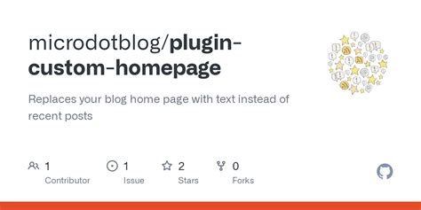 Github Microdotblogplugin Custom Homepage Replaces Your Blog Home