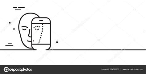 Face Biometrics Line Icon Facial Recognition Phone Sign Head Scanning Stock Vector By