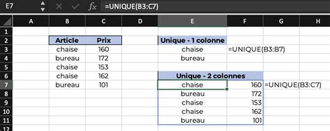Fonction Unique Excel Tutoriel Et Exemples