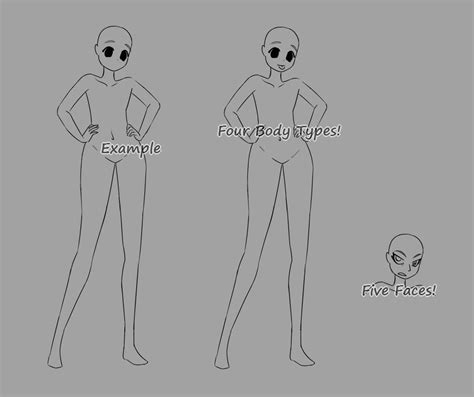 Full Body Base F2u 4 Body Types 5 Faces By Vitifolium On Deviantart